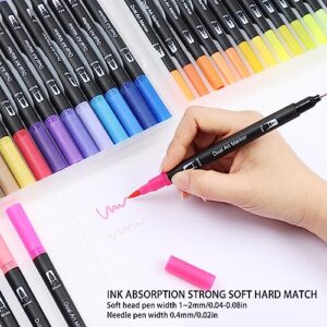 Watercolour Brush Pen Set, Professional Soft Dual Tip Paint Marker Set for Adult Coloring Books Drawing Calligraphy