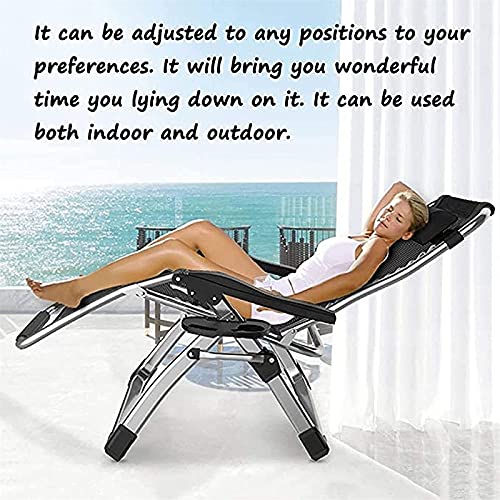 MINDONG HZH Garden Lounge Chair Oversize Folding Lounger, Adjustable Recliner Outdoor Reclining Beach Desk Garden Lounger with Cushions (C)