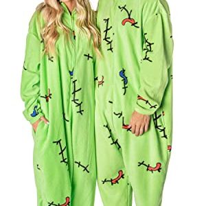 Bioworld The Nightmare Before Christmas Adult Oogie Boogie Costume Kigurumi Union Suit Pajama Outfit Green