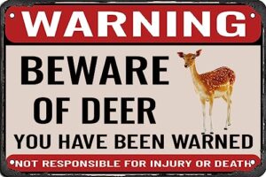 retro warning animal sign beware of deer vintage metal tin signs home wall decor 12x8 inch