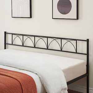 IDEALHOUSE King Size Sturdy Modern Stylish Iron Bed Frame with Headboard and Footboard Metal Platform Bed - Simple Assembly, No Box Spring Needed, Under Bed Storage