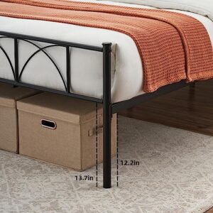 IDEALHOUSE King Size Sturdy Modern Stylish Iron Bed Frame with Headboard and Footboard Metal Platform Bed - Simple Assembly, No Box Spring Needed, Under Bed Storage