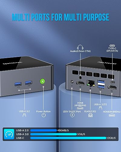 GMKtec Mini PC Windows 11 Pro Intel Core i7-11390H (Turbo 5.0 GHz) 1TB SSD 16GB DDR4, Desktop Mini Computers WiFi 6, USB3.2, BT 5.2, DP, HDMI, RJ45 2.5G