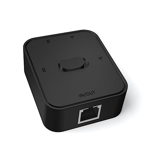 Suckoo 2 Port Category 6 Ethernet Cable RJ45 Network switcher 2 in 1 Out 1 in 2 Out bidirectional Mutual Transfer Manual selector Switch Box Gigabit Compatible Computer Host Router 1 Host at a time