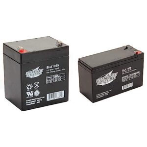 interstate batteries 12v 5ah battery (sla1055) & 12v 8ah battery (sla1075) rechargeable sealed lead acid sla agm (f1 terminal) wireless internet ups systems, 5.94" x 2.56" x 3.70" (lxwxh)