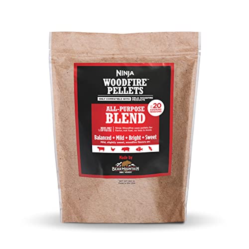 Ninja XSKCRSPBKT Woodfire, Combo Crisper Basket & Ninja XSKOP2R Woodfire Pellets, Robust Blend 2-lb Bag & Ninja XSKOP2RL Woodfire Pellets, All Purpose Blend 2-lb Bag, up to 20 Cooking Sessions