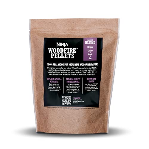 Ninja XSKCRSPBKT Woodfire, Combo Crisper Basket & Ninja XSKOP2R Woodfire Pellets, Robust Blend 2-lb Bag & Ninja XSKOP2RL Woodfire Pellets, All Purpose Blend 2-lb Bag, up to 20 Cooking Sessions