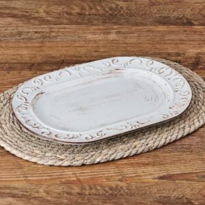 Pfaltzgraff Trellis White 16-Piece Dinnerware Set, Service for 4, Distressed White & Pfaltzgraff Trellis Serving Platter, 13.75 inch, White & Pfaltzgraff Trellis Serving Bowls, Set of 3, White