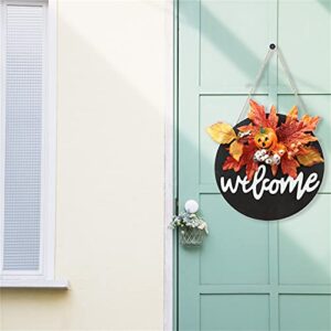 Thanksgiving Front Door Wreath Fall Winter, Halloween Wreaths for Front Door Autumn Berries Mantle Grain Yellow Wreaths Decor Party Turkey Welcome Sign Outside Rusty