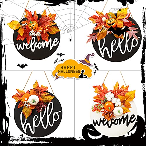 Thanksgiving Front Door Wreath Fall Winter, Halloween Wreaths for Front Door Autumn Berries Mantle Grain Yellow Wreaths Decor Party Turkey Welcome Sign Outside Rusty