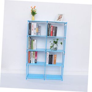 CAXUSD Floor to Ceiling Bookshelves Adjustable Bookshelf Adjustable Bookcase Shelf DIY Bookshelf DIY Bookcase Storage Rack Shoe Rack Combination Fall to The Ground Blue 8 Cube Bookcase