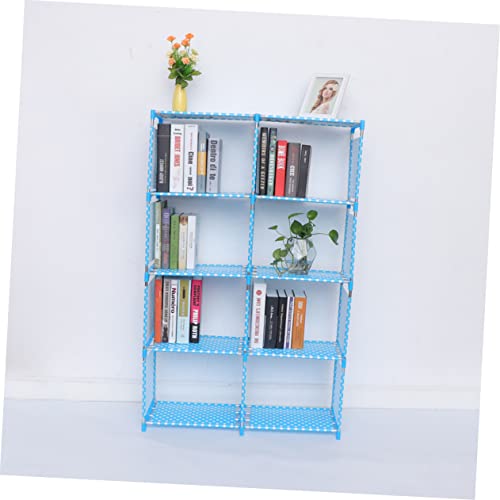 CAXUSD Floor to Ceiling Bookshelves Adjustable Bookshelf Adjustable Bookcase Shelf DIY Bookshelf DIY Bookcase Storage Rack Shoe Rack Combination Fall to The Ground Blue 8 Cube Bookcase