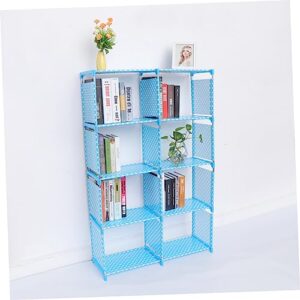 CAXUSD Floor to Ceiling Bookshelves Adjustable Bookshelf Adjustable Bookcase Shelf DIY Bookshelf DIY Bookcase Storage Rack Shoe Rack Combination Fall to The Ground Blue 8 Cube Bookcase