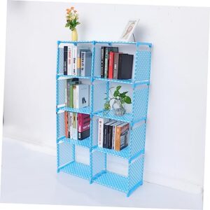 CAXUSD Floor to Ceiling Bookshelves Adjustable Bookshelf Adjustable Bookcase Shelf DIY Bookshelf DIY Bookcase Storage Rack Shoe Rack Combination Fall to The Ground Blue 8 Cube Bookcase