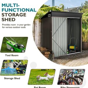 Breezestival Outdoor Storage Shed 5x3 FT, Utility Steel Tool Shed with Lockable Door and Air Vents, Galvanized Metal Shed for Garden Backyard Patio Lawn (5' x 3')