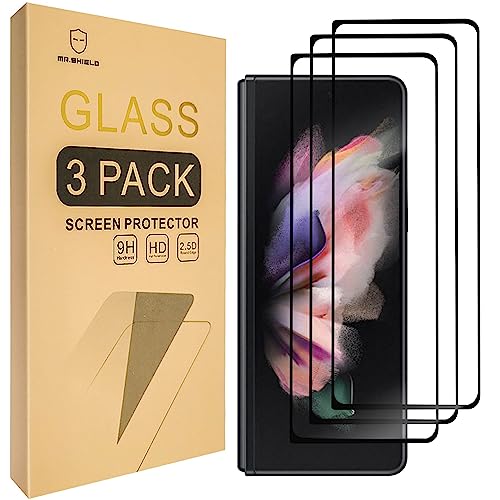 Mr.Shield [3-Pack] Screen Protector For Samsung Galaxy Z Fold 5 [Front Screen] [Full Cover] [Tempered Glass] [Japan Glass with 9H Hardness] Screen Protector with Lifetime Replacement