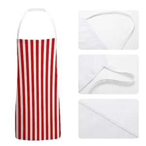 Curdesi Adjustable Bib Apron Vertical Stripe Red White Kitchen Cooking Chef Aprons for BBQ Grilling, Baking