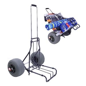 large heavy duty beach cart with big balloon wheels for sand - all terrains - steel easy roll buggy beach cart trolley