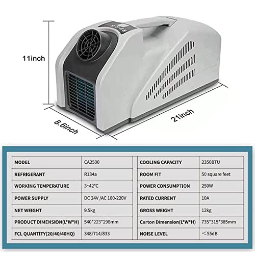 ELOMAS Portable Air Conditioners,24V 250W Mobile air Conditioner,Camping Rv Air Conditioner,Home AC Cooling Unit 2350 BTU,24V DC & 100-220VAC,3 Fan Speeds,LCD Display,for Camping Tent,Room,Car and RV