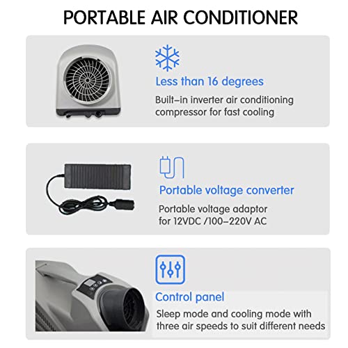 ELOMAS Portable Air Conditioners,24V 250W Mobile air Conditioner,Camping Rv Air Conditioner,Home AC Cooling Unit 2350 BTU,24V DC & 100-220VAC,3 Fan Speeds,LCD Display,for Camping Tent,Room,Car and RV