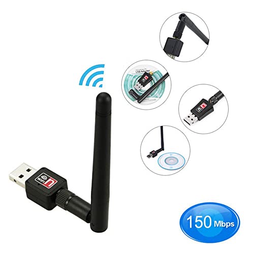 WiFi WLAN Stick Adapter 150Mbit 2dBi Wireless USB WiFi Network Adapter Dongle Antenna for Windows Vista/XP/2000/7/8/10, Linux, MAC OS