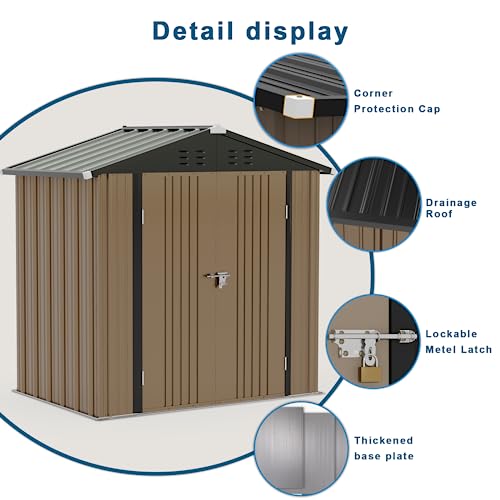 TAVATA Sheds & Outdoor Storage with Floor, 6x4 FT Outdoor Storage Shed, Outdoor Shed Garden Shed Tool Shed with Lockable Door for Garden Backyard Patio Lawn…