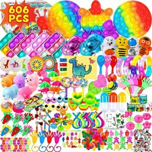 606 pcs party favors for kids4-8, fidget toys pack, birthday gift toys, goodie bag stuffers for kids, treasure box toys for classroom, pinata stuffers toys, carnival prizes,classroom prizes for kids