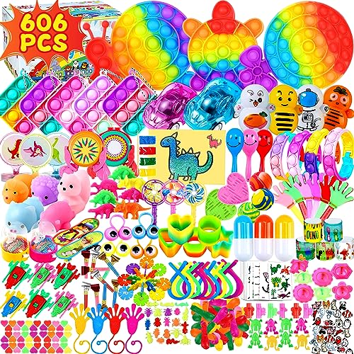 606 PCS Party Favors for Kids4-8, Fidget Toys Pack, Birthday Gift Toys, Goodie Bag Stuffers for Kids, Treasure Box Toys for Classroom, Pinata Stuffers Toys, Carnival Prizes,Classroom Prizes for Kids