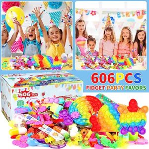 606 PCS Party Favors for Kids4-8, Fidget Toys Pack, Birthday Gift Toys, Goodie Bag Stuffers for Kids, Treasure Box Toys for Classroom, Pinata Stuffers Toys, Carnival Prizes,Classroom Prizes for Kids