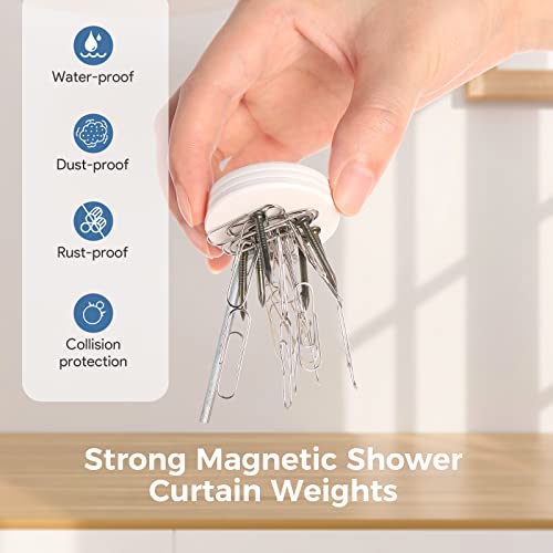 Magnetic Shower Curtain Weights, Silicone Covered Rustproof Shower Curtain Liner Weights with Anti-slip Design, Heavy Duty Outdoor Curtain Weights for Tablecloth, Drapery, Flag - 4 Pairs(Pack of 8)