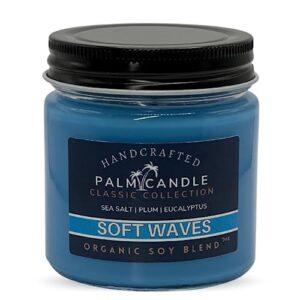 Sea Salt Soy Scented Candle Exquisite Aromatherapy in a Glass Jar Premium Essential Oils 7 Ounces Long-Lasting Burn Time (Soft Waves)