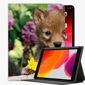 hubin for new ipad 9.7 2018 2017 / ipad air 2 / ipad air 1 case, puppy grass wolf cub whit auto sleep/wake up