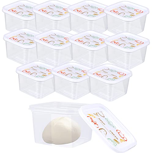 LIANGMIDA Pizza Dough Proofing Box - Set of 12 Stackable Dough Proofing Container with Lid for Family Size Dough - 5.3” x 5.3” x 3.5”