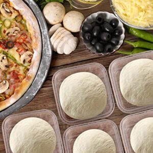 LIANGMIDA Pizza Dough Proofing Box - Set of 12 Stackable Dough Proofing Container with Lid for Family Size Dough - 5.3” x 5.3” x 3.5”