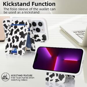 Ｈａｖａｙａ for iPhone 13 Pro Max Case with Card Holder iPhone 12 Pro Max Case Magsafe Compatible magsafe Wallet Detachable 2-in-1 for Women and Men-Cow Print Black