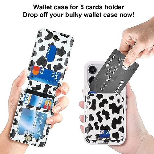 Ｈａｖａｙａ for iPhone 13 Pro Max Case with Card Holder iPhone 12 Pro Max Case Magsafe Compatible magsafe Wallet Detachable 2-in-1 for Women and Men-Cow Print Black