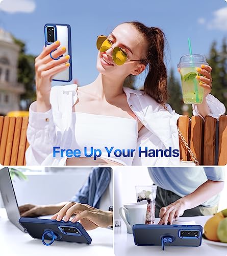 Silverback for Galaxy S20 FE 5G Case Clear with Ring Stand, Shockproof Protective Slim Lightweight Phone Case for Samsung Galaxy S20 FE 5G 6.5 Inch, Blue Clear