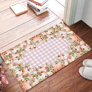 absorbent door mat, non slip floor mats low-profile small rugs for entryway, thanksgiving pumpkin fall sunflower pattern front indoor/outdoor doormat - easy to clean 16"x24"