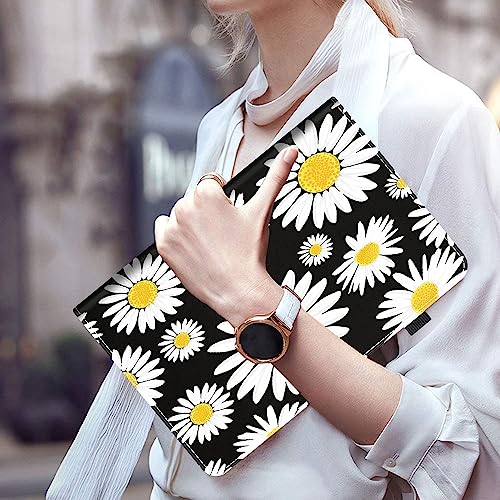 New Amazon Kindle Fire 7 Case (12th Generation 2022 Release), Premium PU Leather Folio Stand Cover Case with Smart Auto Wake/Sleep for All-New Fire 7 Tablet 2022 Release, Flower White Daisy