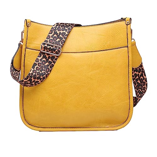 Jen & Co. M1977-MD Chloe Adjustable/Removable Strap Vegan Leather Crossbody Shoulder Bag Purse, Mustard Yellow