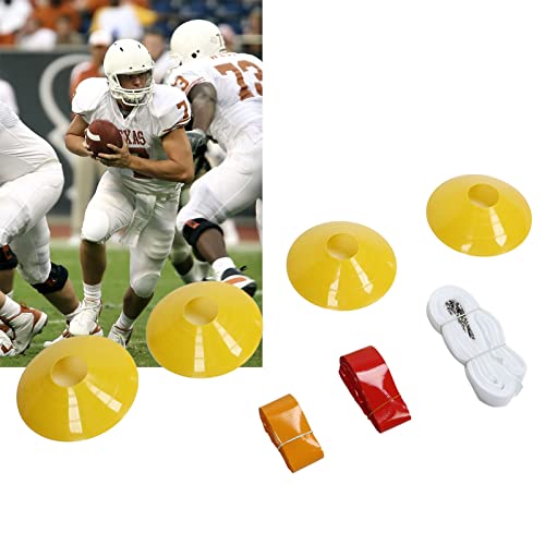 Bonwuno Flag Football Set, 10 Player Football Belts Flags Kit 10 Belts 4 Cone 30 Flags for Playing (Red and Yellow)