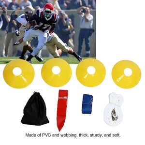 Bonwuno Flag Football Set, 10 Player Football Belts Flags Kit 10 Belts 4 Cone 30 Flags for Playing (Red and Yellow)