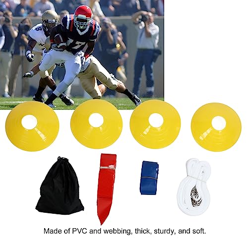 Bonwuno Flag Football Set, 10 Player Football Belts Flags Kit 10 Belts 4 Cone 30 Flags for Playing (Red and Yellow)