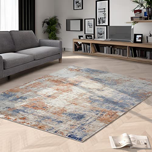 FairOnly Area Rug 8x10 Living Room Rugs Modern Abstract Large Soft Neutral Bohemian Farmhouse Rug Indoor Floor Carpet for Bedroom Under Dining Table Home Office Decor,8x10 Orange/Blue