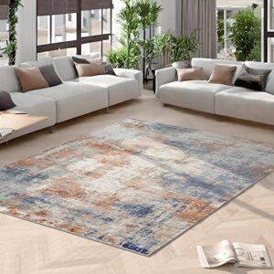 faironly area rug 8x10 living room rugs modern abstract large soft neutral bohemian farmhouse rug indoor floor carpet for bedroom under dining table home office decor,8x10 orange/blue