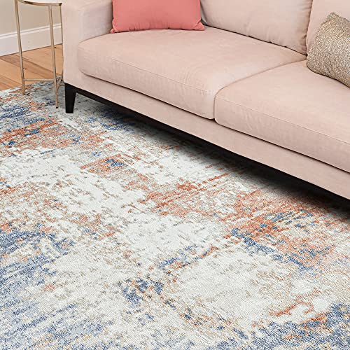 FairOnly Area Rug 8x10 Living Room Rugs Modern Abstract Large Soft Neutral Bohemian Farmhouse Rug Indoor Floor Carpet for Bedroom Under Dining Table Home Office Decor,8x10 Orange/Blue