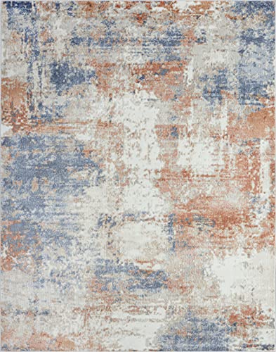 FairOnly Area Rug 8x10 Living Room Rugs Modern Abstract Large Soft Neutral Bohemian Farmhouse Rug Indoor Floor Carpet for Bedroom Under Dining Table Home Office Decor,8x10 Orange/Blue