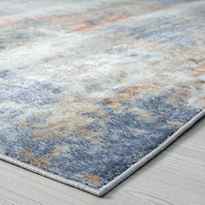 FairOnly Area Rug 8x10 Living Room Rugs Modern Abstract Large Soft Neutral Bohemian Farmhouse Rug Indoor Floor Carpet for Bedroom Under Dining Table Home Office Decor,8x10 Orange/Blue