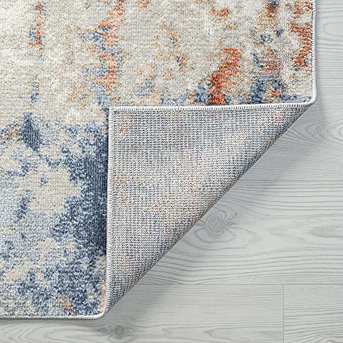 FairOnly Area Rug 8x10 Living Room Rugs Modern Abstract Large Soft Neutral Bohemian Farmhouse Rug Indoor Floor Carpet for Bedroom Under Dining Table Home Office Decor,8x10 Orange/Blue