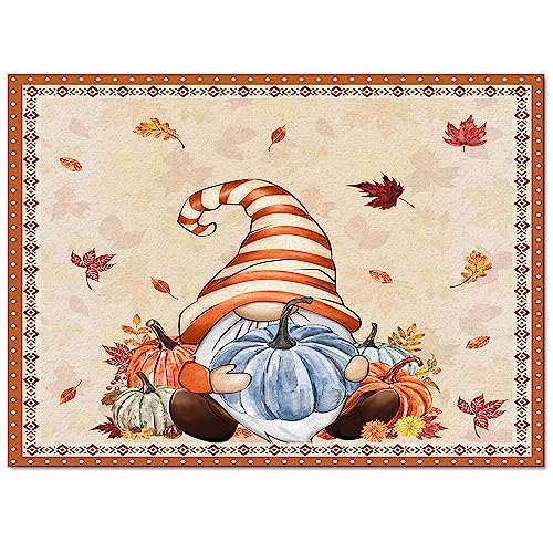 Rugs for Bedroom Living Room Office Kitchen, Thanksgiving Fall Pumpkin Leaves Gnomes Soft Carpet Washable Area Rugs, Indoor 5x8 Feet Floor Rug for Home Decor Aesthetic